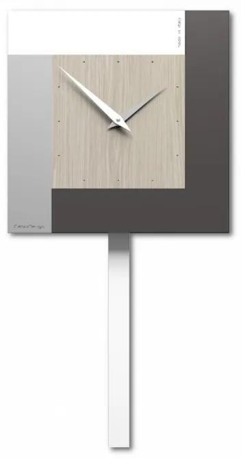 Designové kyvadlové hodiny 58-11-1 CalleaDesign Pendolo Stripes 63cm (více barevných variant) Barva čokoládová-69 - RAL8017 Dýha šedý kořen - 84