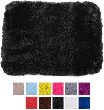 MSV MICROFIBER černá / Koupelnová předložka / 50 x 70 cm / polyester /
