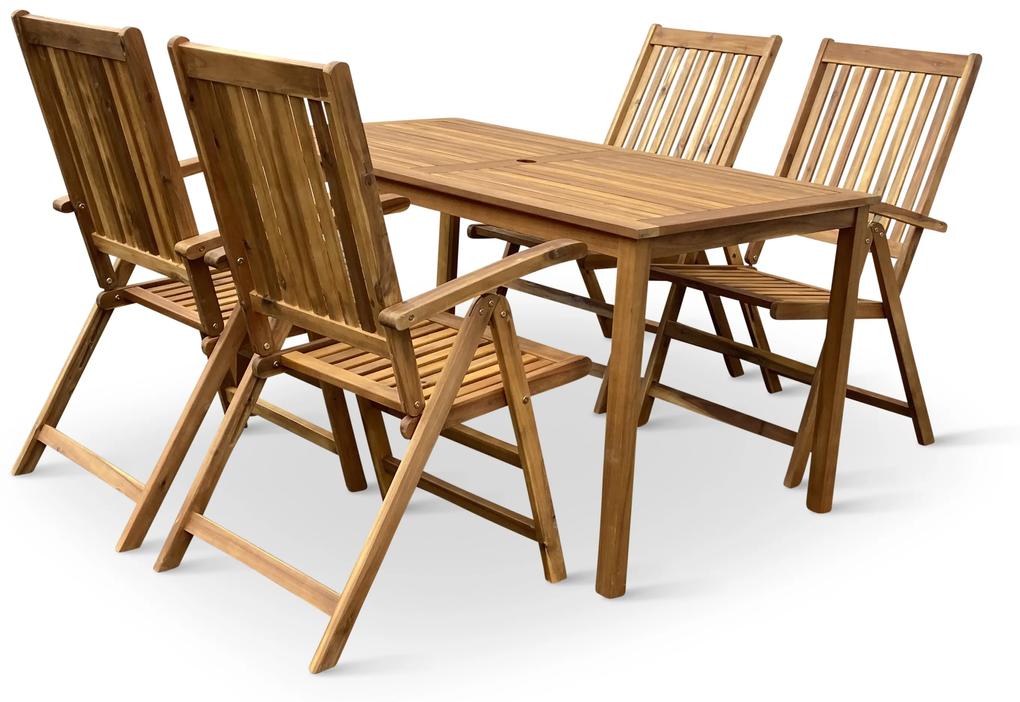 Zahradní dřevěný stůl LUCY + 4x dřevěná polohovací židle Viet