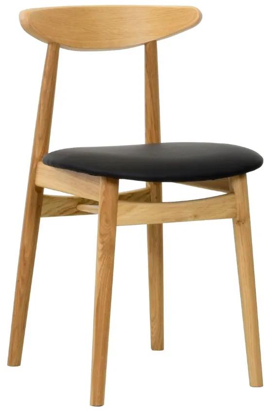 OnaDnes -20% Take Me Home Dubová jídelní židle Canva s černým koženkovým sedákem