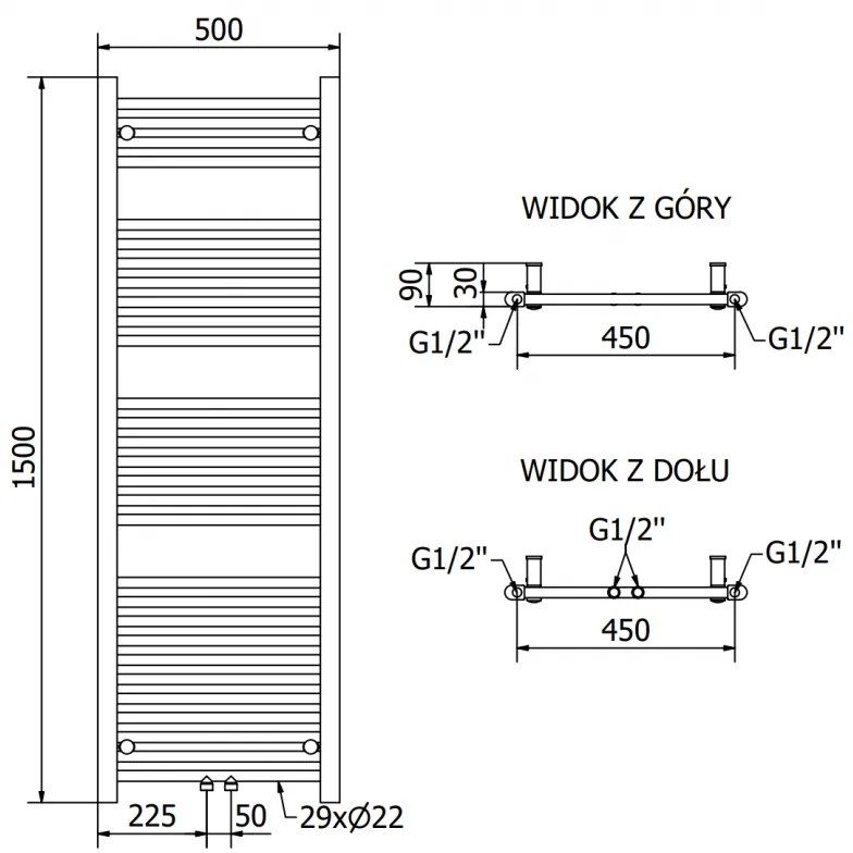 Mexen Mars, elektrické topné těleso 1500 x 500 mm, 600 W, bílá, W110-1500-500-2600-20