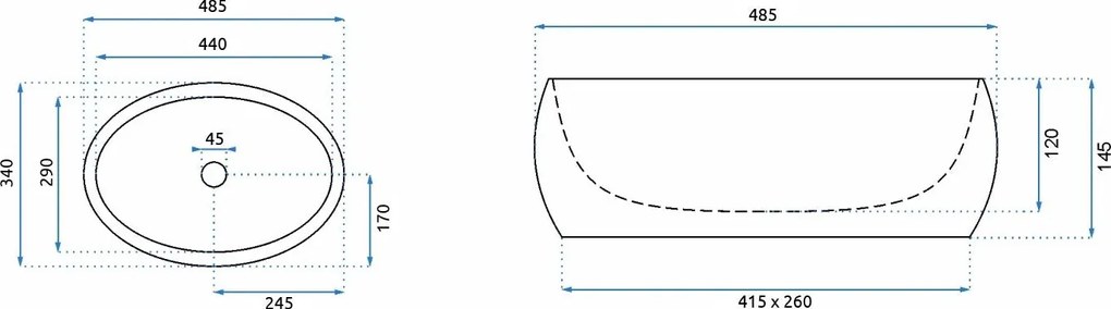 Rea Linda umyvadlo, 49 x 34 cm, bílá, REA-U0462