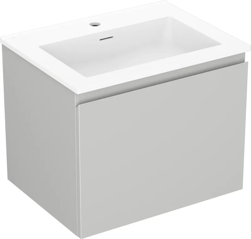 Mexen Orio, koupelnová skříňka 60 cm s umyvadlem Otis, 1 zásuvka, šedá matná/bílá matná, 91A10-06047-1-BF62-W18M01