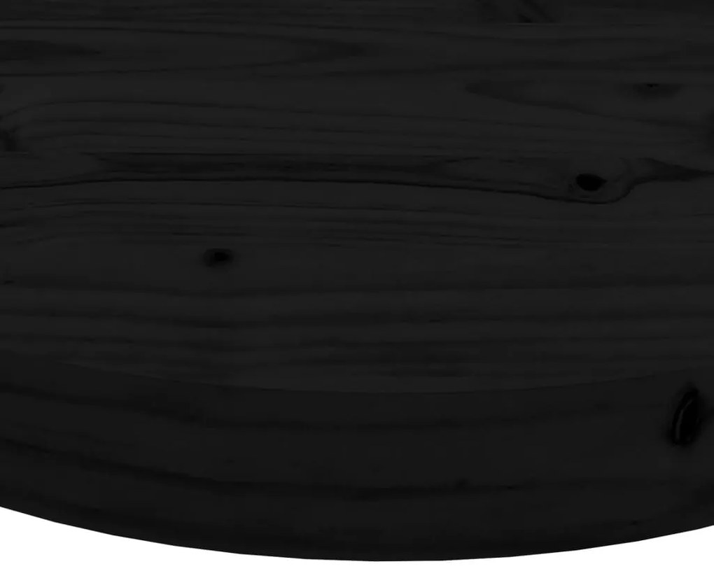 Stolní deska kulatá černá Ø 70 x 3 cm masivní borové dřevo - Default Title