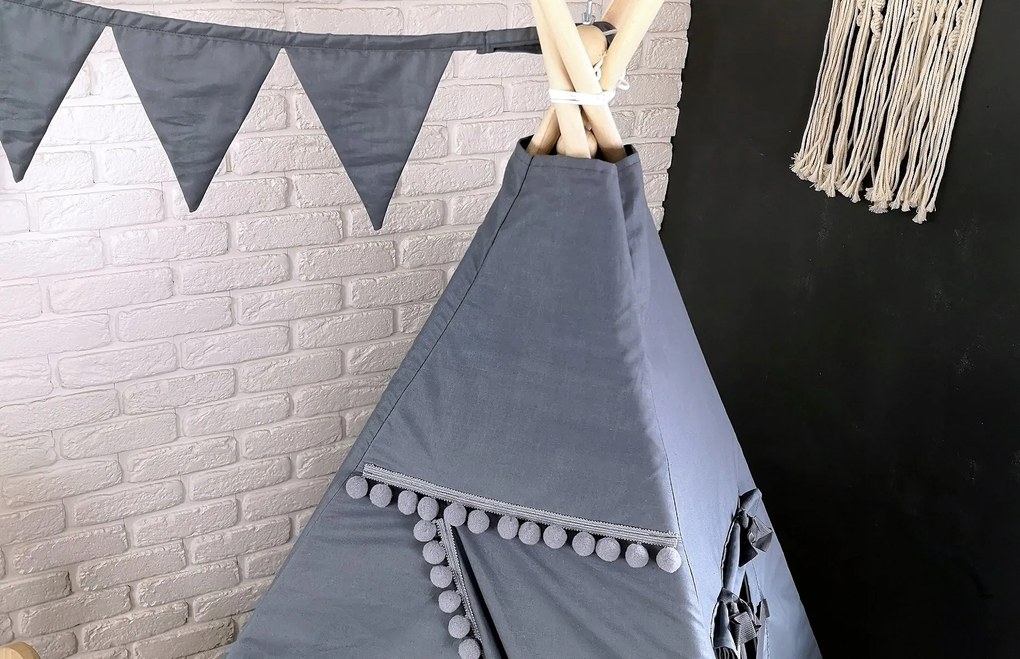 Dětský stan TEEPEE (TÝPÍ) SUPERIOR s doplňky - GRAFITOVÝ