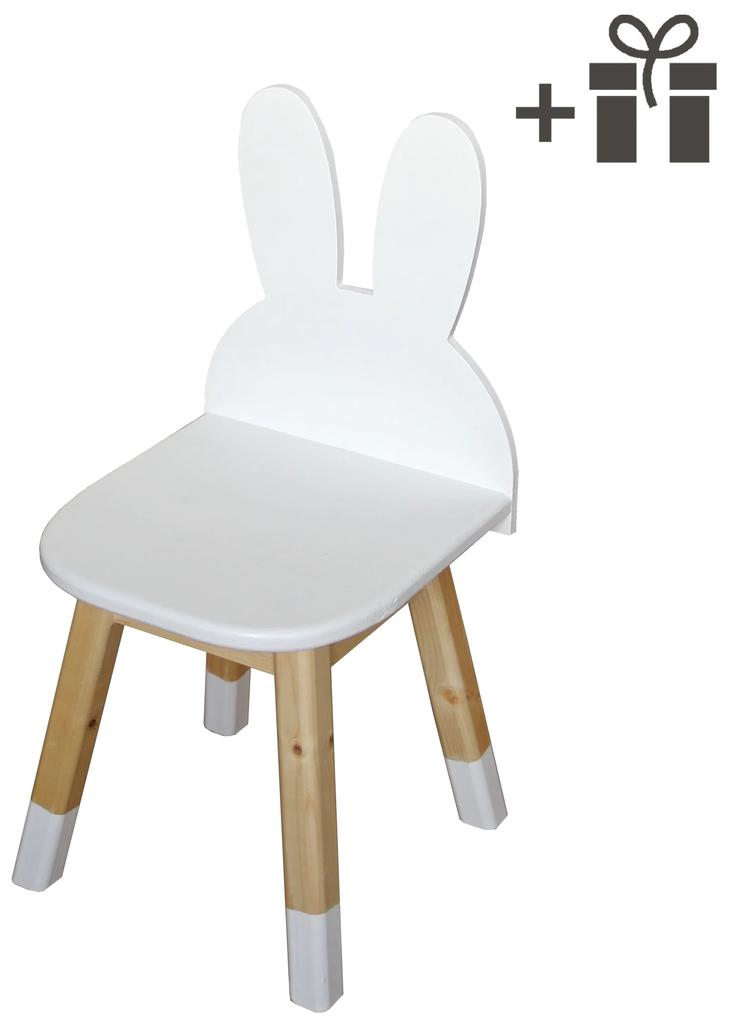Dětská židlička zajíček + DÁREK barva: bez povrchové úpravy (žádný lak ani barva)