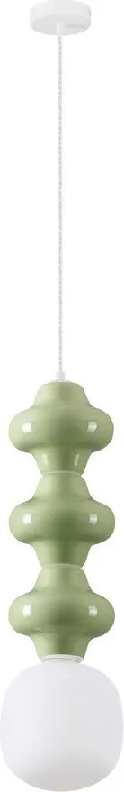 Bílé/světle zelené keramické závěsné svítidlo se skleněným stínidlem ø 18 cm Clio – Nova Luce