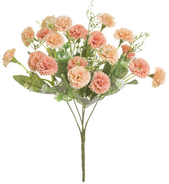 Umělá kytice 20 karafiátových květů s listy Barva: šampaňská