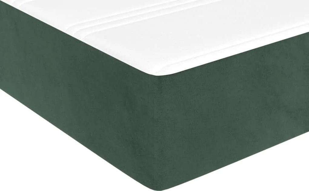 vidaXL Box spring postel s matrací 100x200 cm samet [3144666] Barva: Tmavě zelená