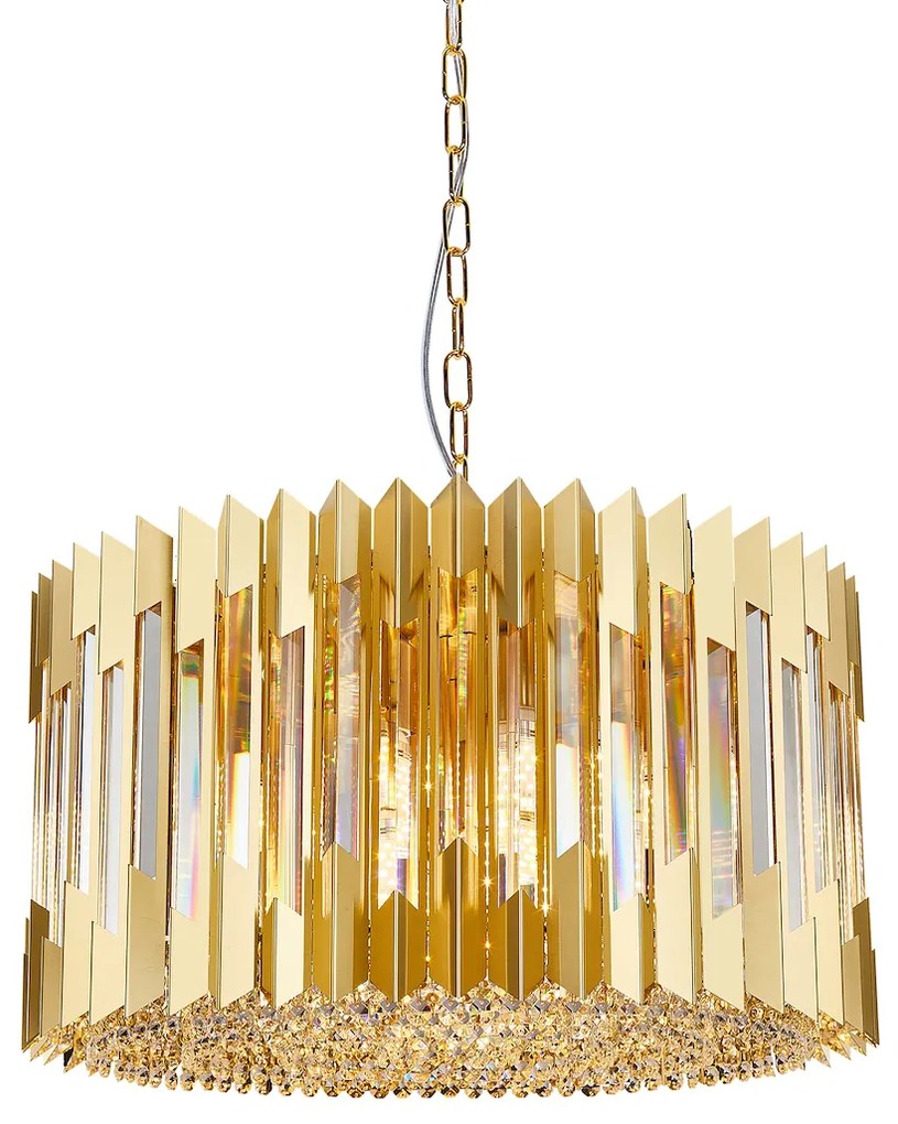 Lustr Ritz, 1x křišťálové/zlaté kovové stínítko, (fi 54cm), g