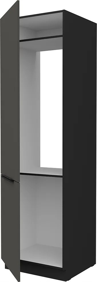 ARIA pe | vysoká skříňka 60 LO-210 2F na vestavnou lednici | 60 cm | ANTI FINGERPRINT povrch | černá/šedá grafit