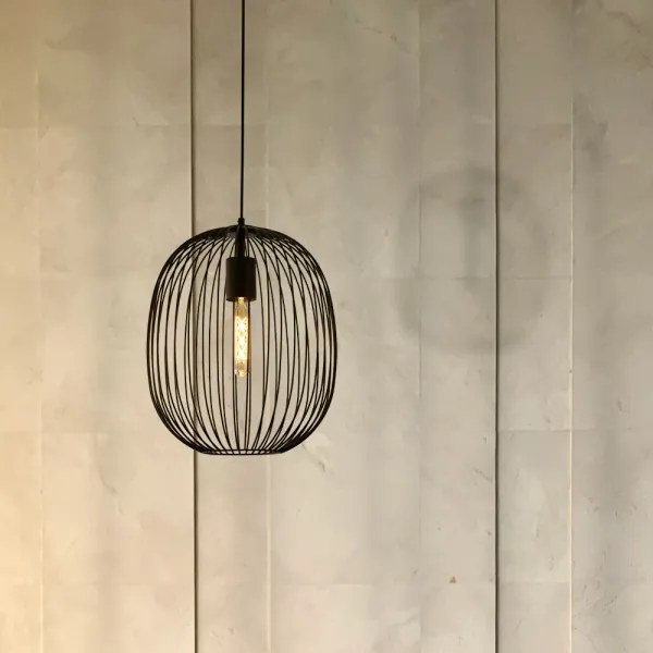 Lustr na lanku OVELLA 1xE27/15W/230V pr. 34 cm černá