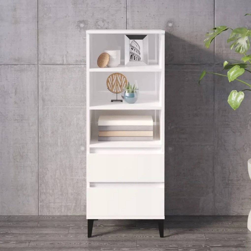 Fionshop 263910946 Skříň highboard bílá s vysokým leskem 40 x 36 x 110 cm