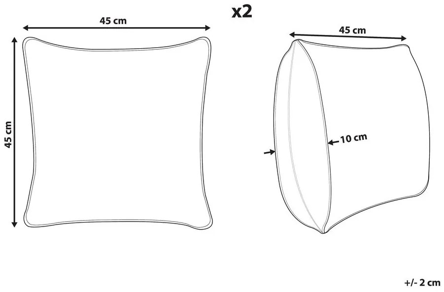 Sada 2 jutových polštářů s geometrickým vzorem 45 x 45 cm vícebarevné PULICAT Beliani