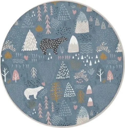 Modrý pratelný dětský koberec ø120 cm Forest Land – Mila Home Biano.cz