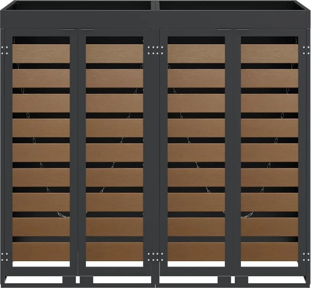 vidaXL Úložný box na 2 popelnice Antracit 340 x 77,5 x 115,5 cm Ocel [3394773]