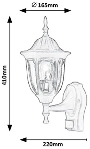 Rabalux 7837 - Venkovní nástěnné svítidlo se senzorem MILANO 1xE27/60W/230V IP43