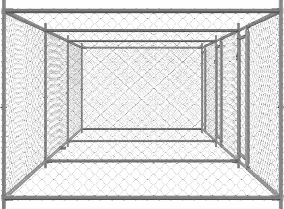 Klec pro psy s dvířky šedá 6 x 2 x 1,5 m pozinkovaná ocel 3209574