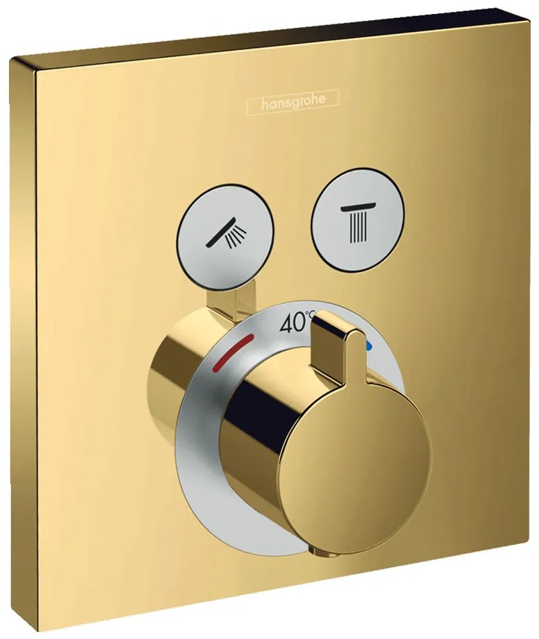 Hansgrohe ShowerSelect - Termostat pod omítku pro 2 spotřebiče, leštěný vzhled zlata 15763990