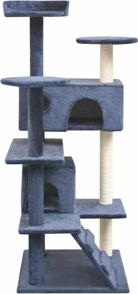 Škrabadlo pro kočky se sisalovými sloupky, 125 cm, tmavě modrá 170479