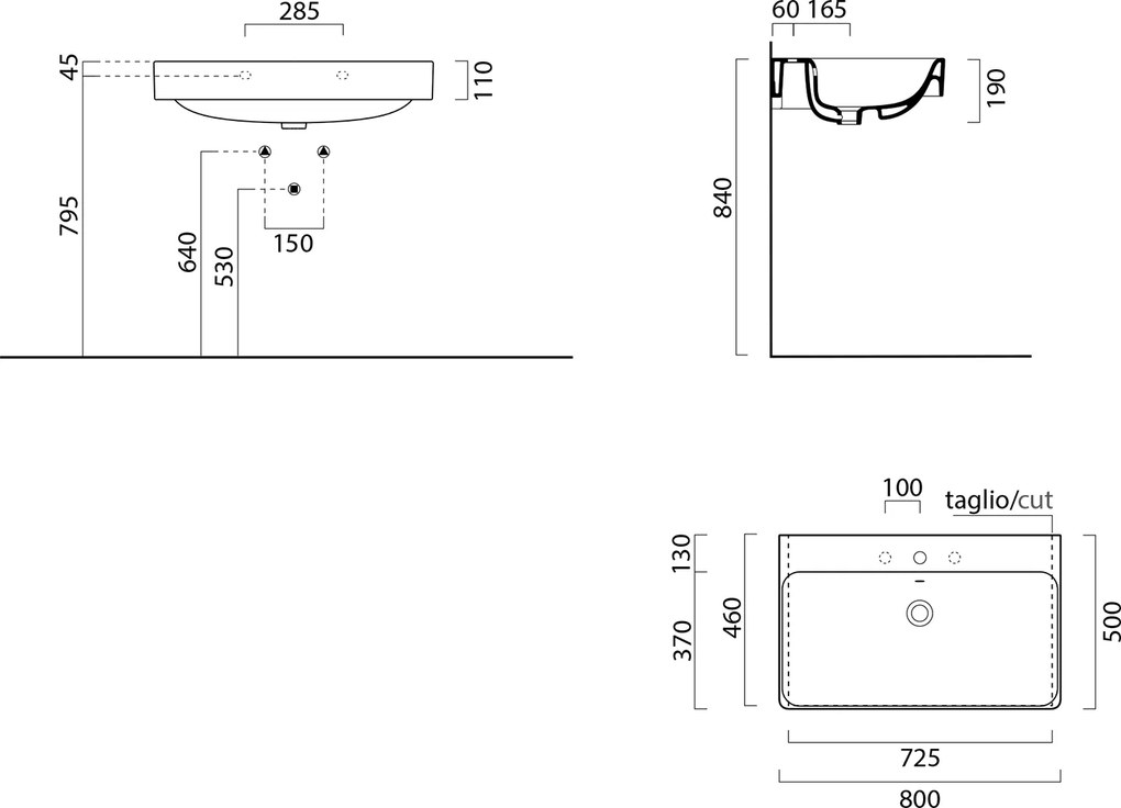 GSI, SAND keramické umyvadlo 80x50 cm, bílá ExtraGlaze, 9022111