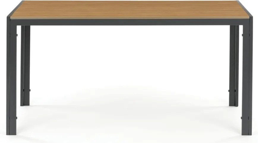 Stůl zahradní, deska polywood v dekoru dubu, šedá kovová konstrukce (150 x 89,5) cm