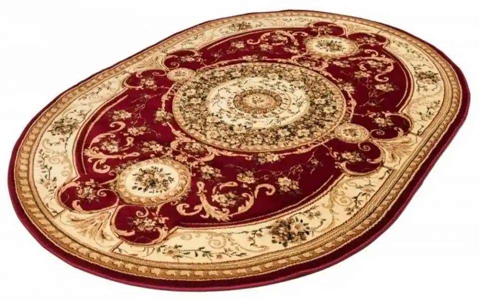 Kusový koberec klasický vzor 3 bordó ovál 70x140cm | BIANO
