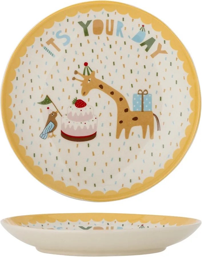 Žlutý/krémový dětský talíř z kameniny ø 16 cm Celebrate – Bloomingville Mini