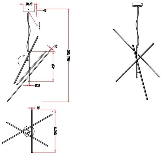 Trio - LED Stmívatelný lustr na lanku TIRIAC 3xLED/8,5W/230V