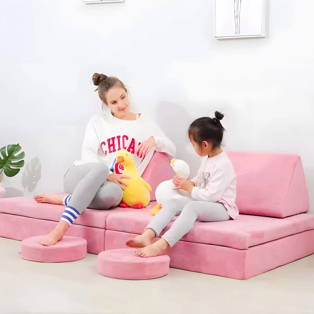 Dětské modulární křeslo DIY růžové