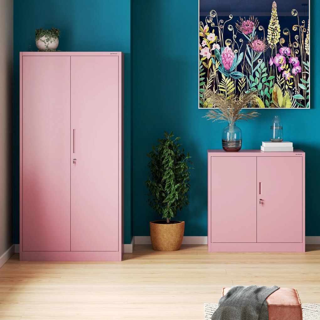 Nízká skříň na spisy a dokumenty, pudrově růžová, 900x930x400 mm: BEATA Fresh Style