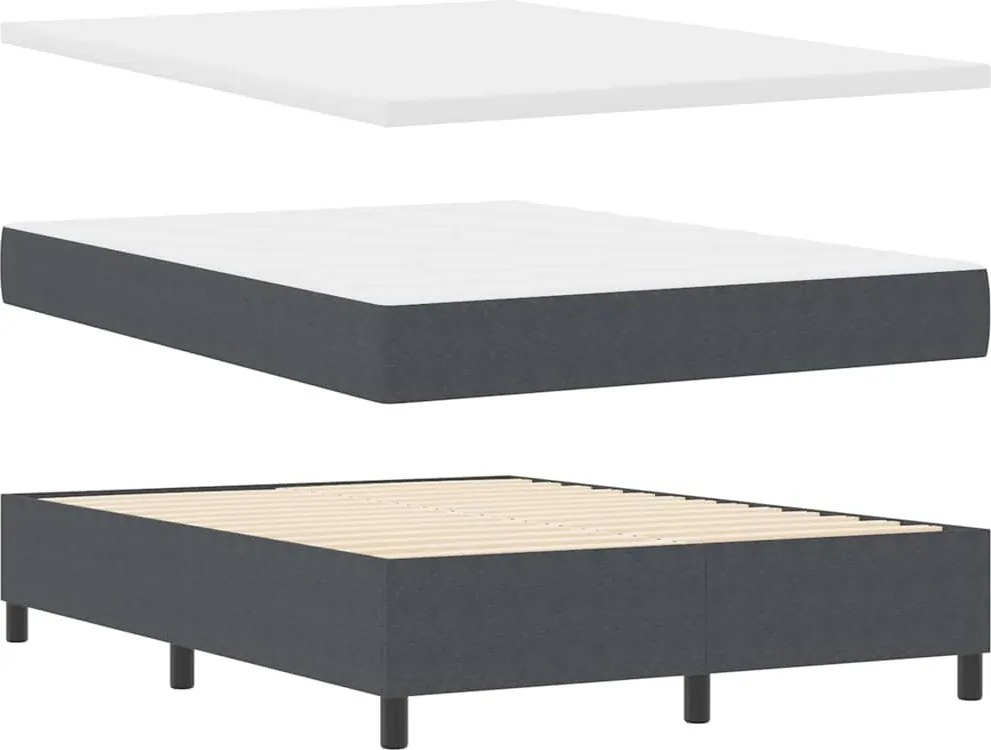 Postel s boxspringem s čelo Tmavě šedá a bílá 140 x 190 cm 3337556