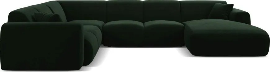 Tmavě zelená sametová rohová pohovka (do "U") Molino – Micadoni