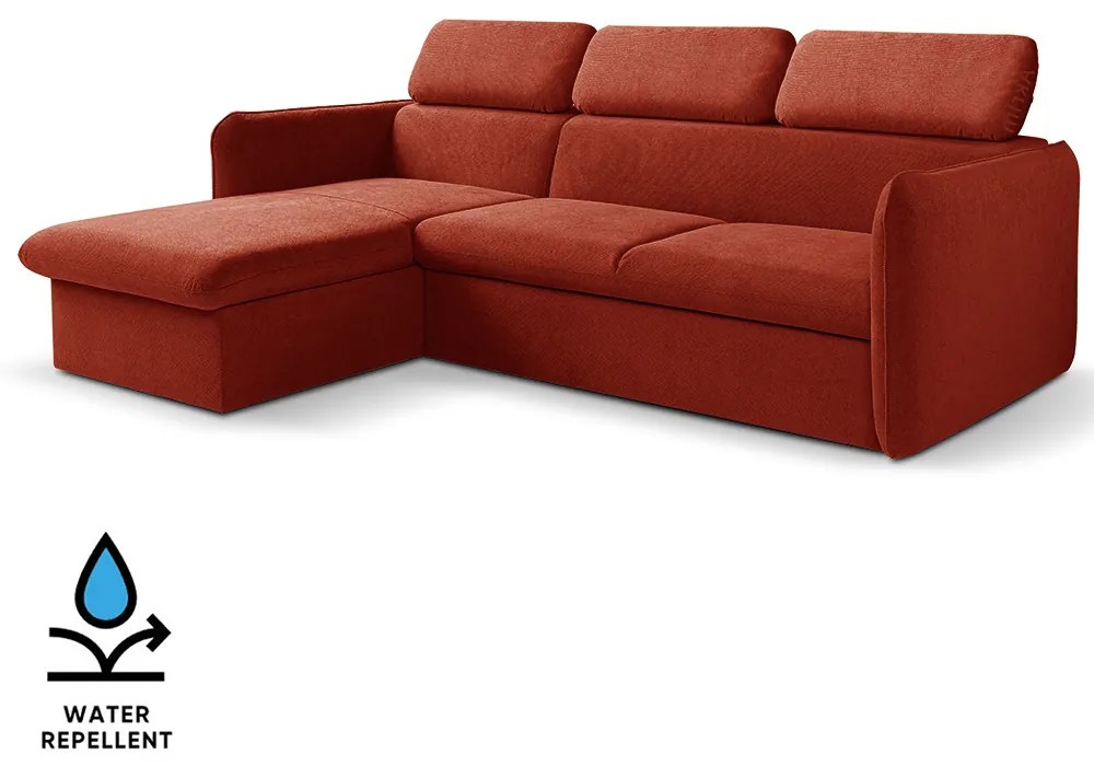 Malá sedací souprava SLIM | 179x235 cm | LEVÁ | 57 červená | rozkládací + úložný prostor