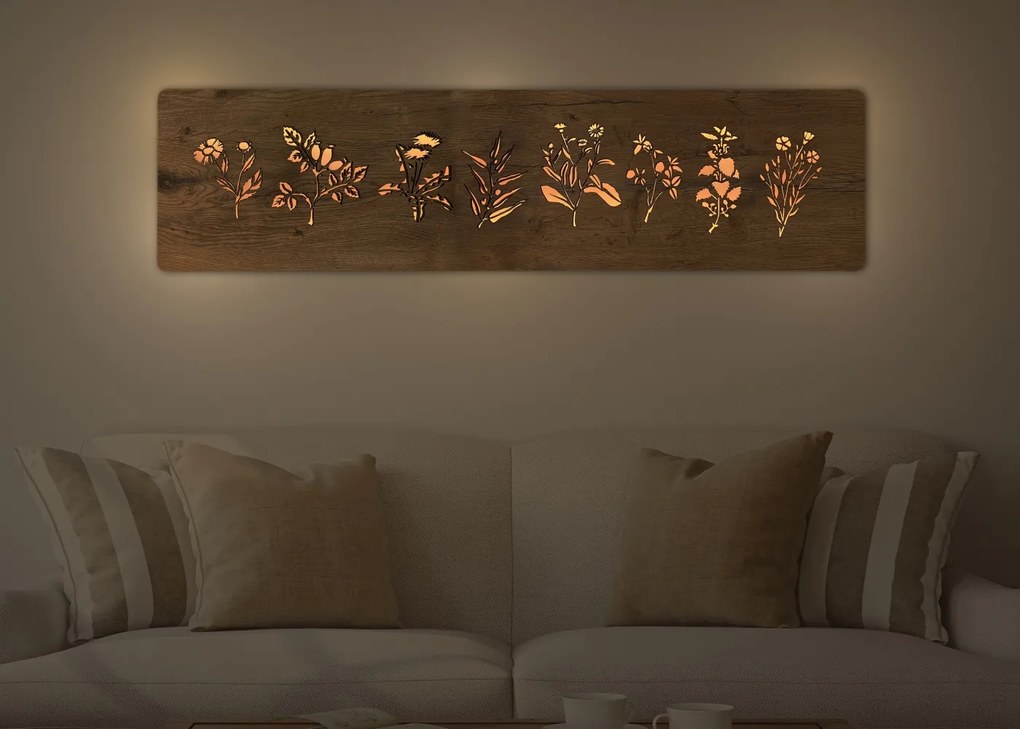 Li-Go "Byliny" světelný obraz 230V 120x31cm provedení povrchu: dub