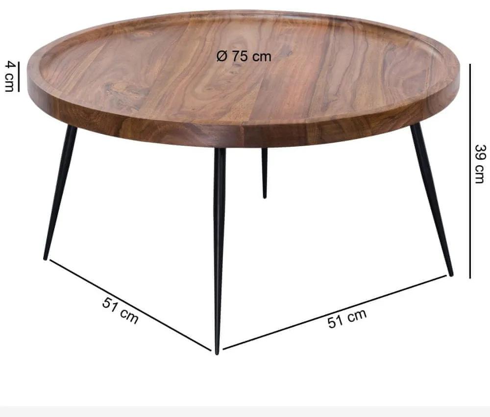 Bruxxi Konferenční stolek Sebas, 75 cm, sheesham