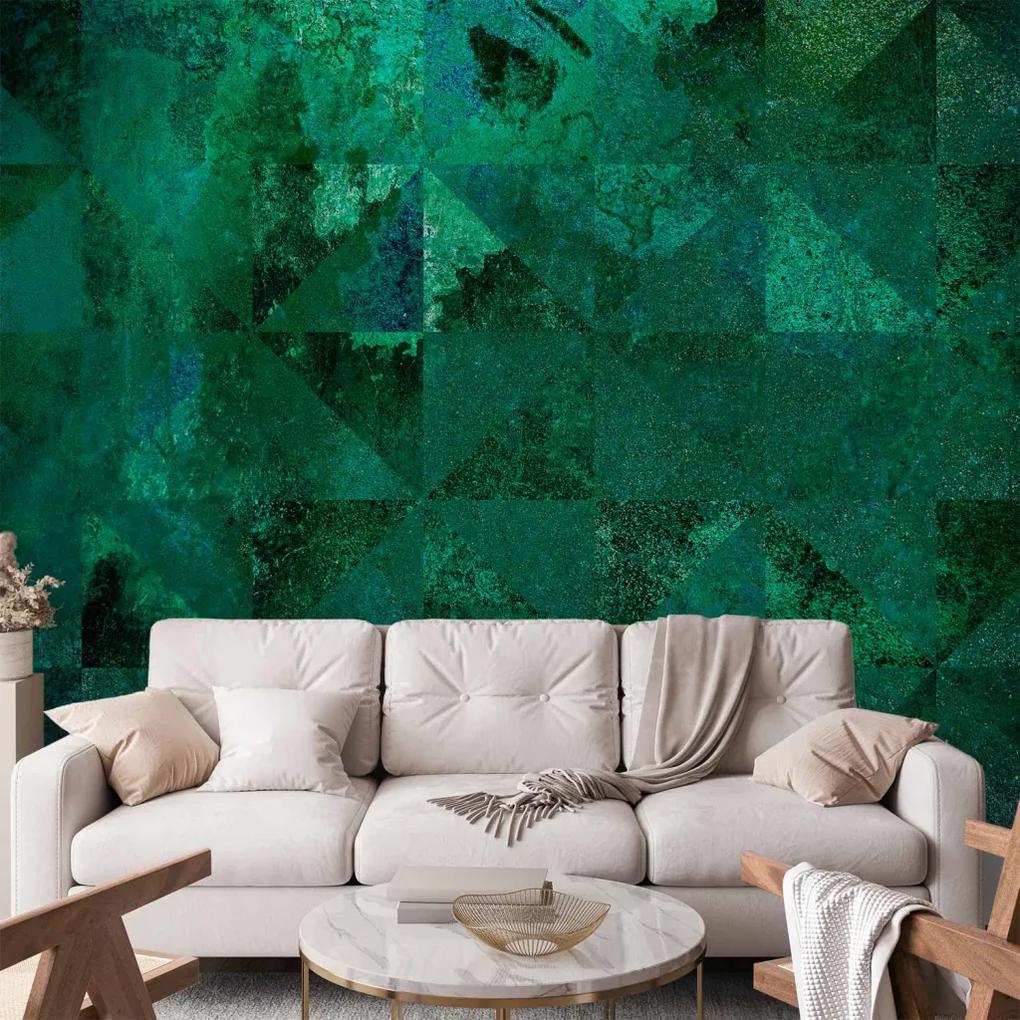 Fototapeta Smaragdová abstrakce - kompozice trojúhelníků na pozadí