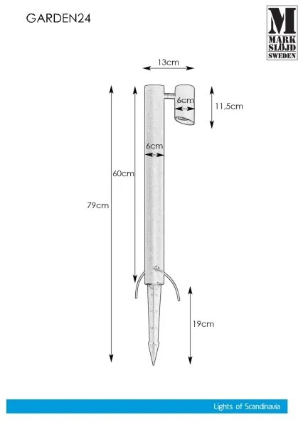 Markslöjd 108485 - LED Venkovní lampa GARDEN24 LED/6W/24V 60 cm IP44 černá