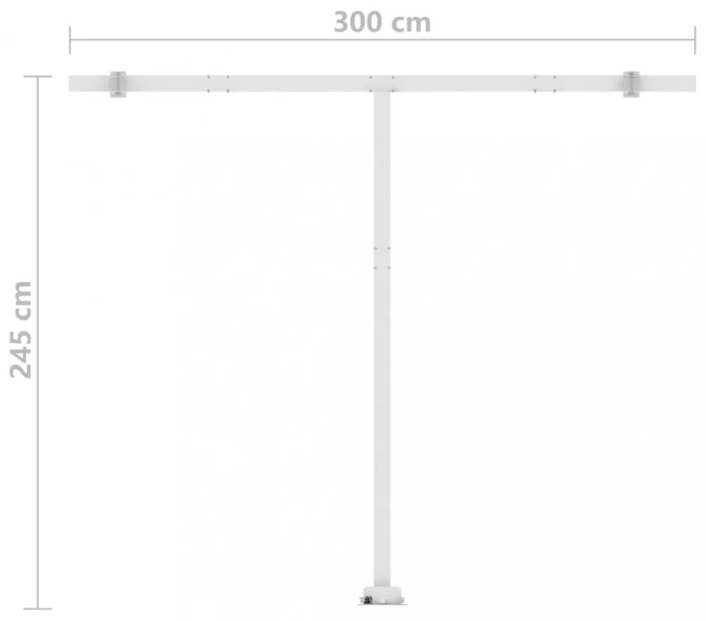 Ručně zatahovací markýza s LED světlem 300x250 cm Dekorhome Krémová
