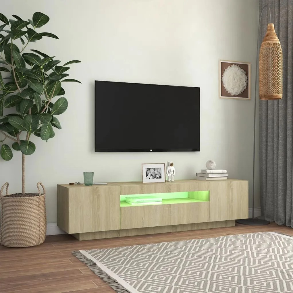 vidaXL Marketos TV skříňka s LED osvětlením dub sonoma 160 x 35 x 40 cm