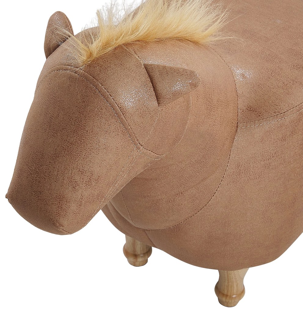 Zvířecí stolička béžová z umělé kůže HORSE Beliani