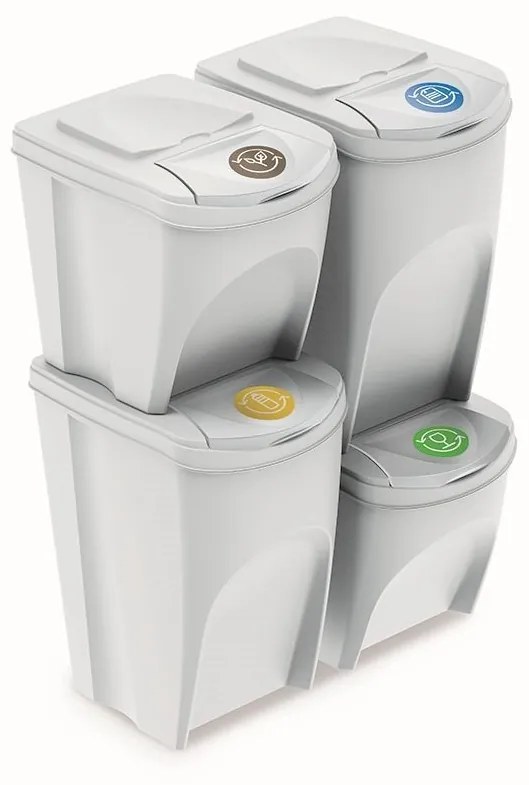 Prosperplast Sada 4 odpadkových košů DEILA 2x25L a 2x35L bílá