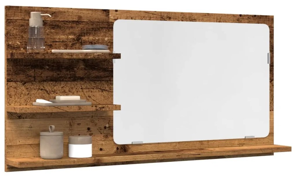 Koupelnová skříňka se zrcadlem old wood 90x11x45 cm kompozit