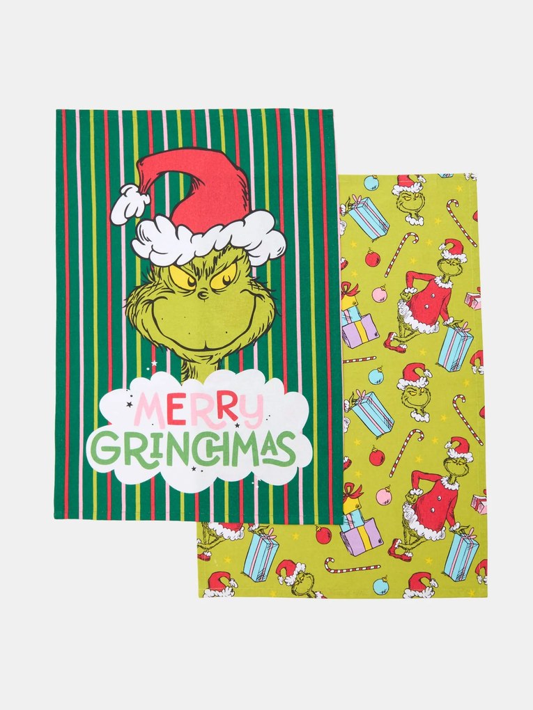 Sinsay - Vánoční kuchyňské utěrky Grinch 2 pack - vícebarevná
