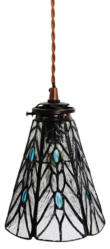 Závěsná Tiffany lampa modré kamínky BlueEye - Ø 15*115 cm E14/max 1*25W