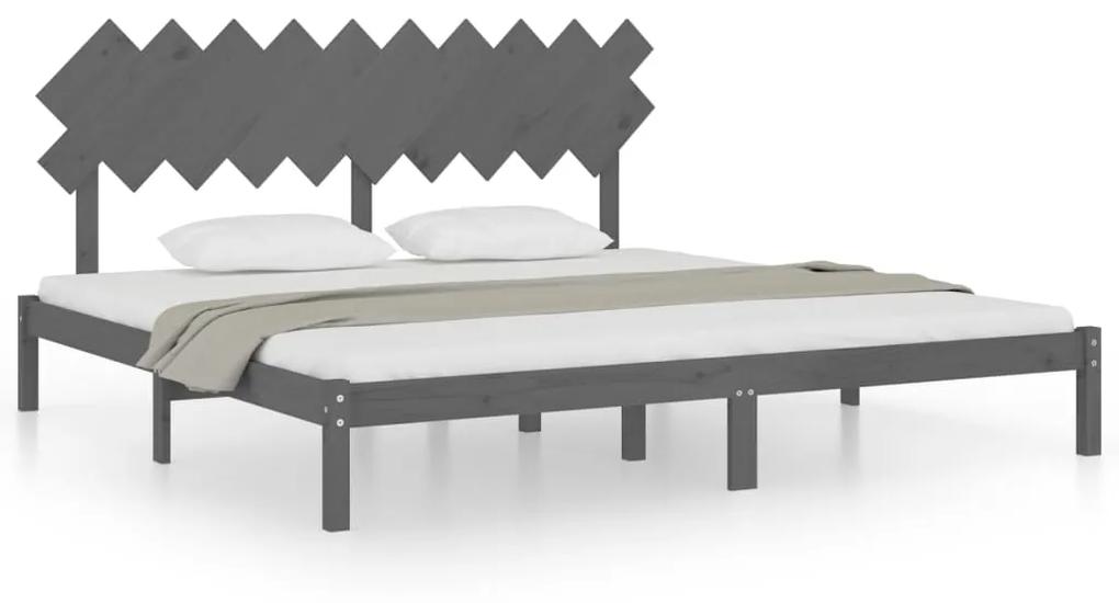 Rám postele šedý 200 x 200 cm masivní dřevo,  3104890