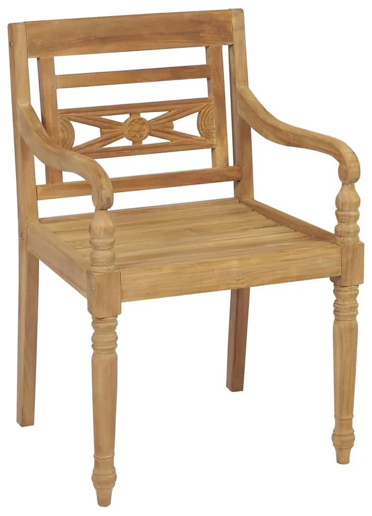 Židle Batavia 2 ks s červenými poduškami masivní teakové dřevo,  3062133