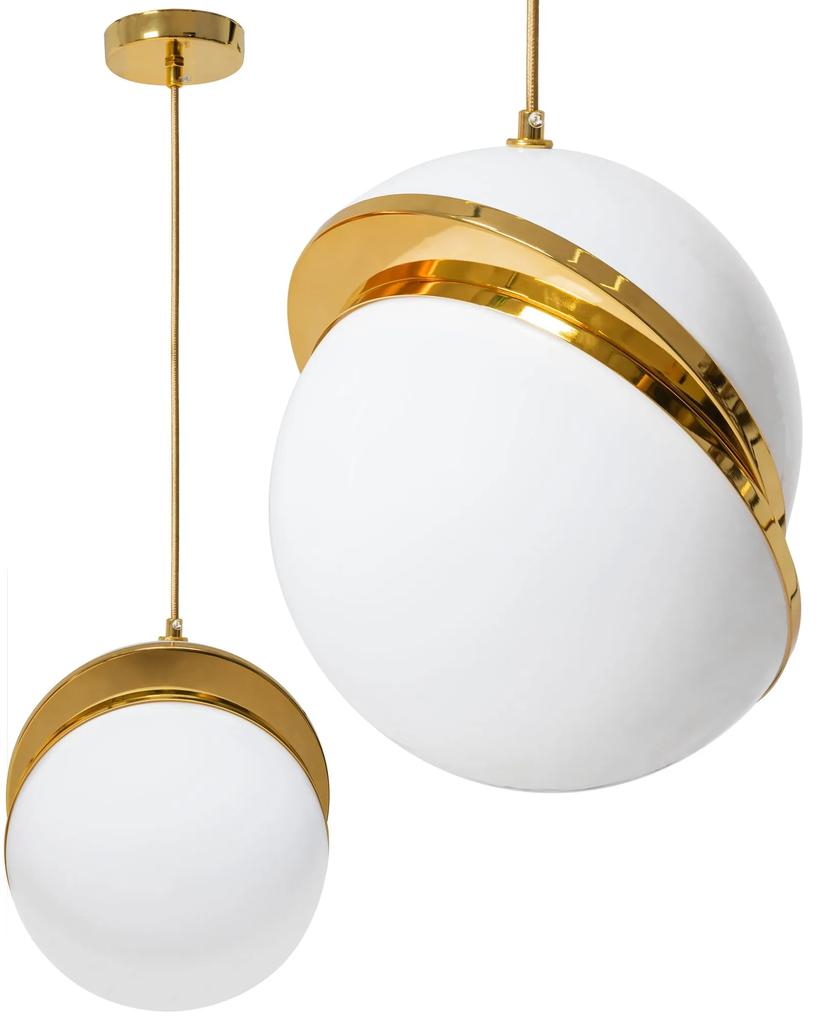 Toolight, závěsná stropní lampa akrylová koule 1xE27 APP481-1CP, bílá-zlatá, OSW-00598
