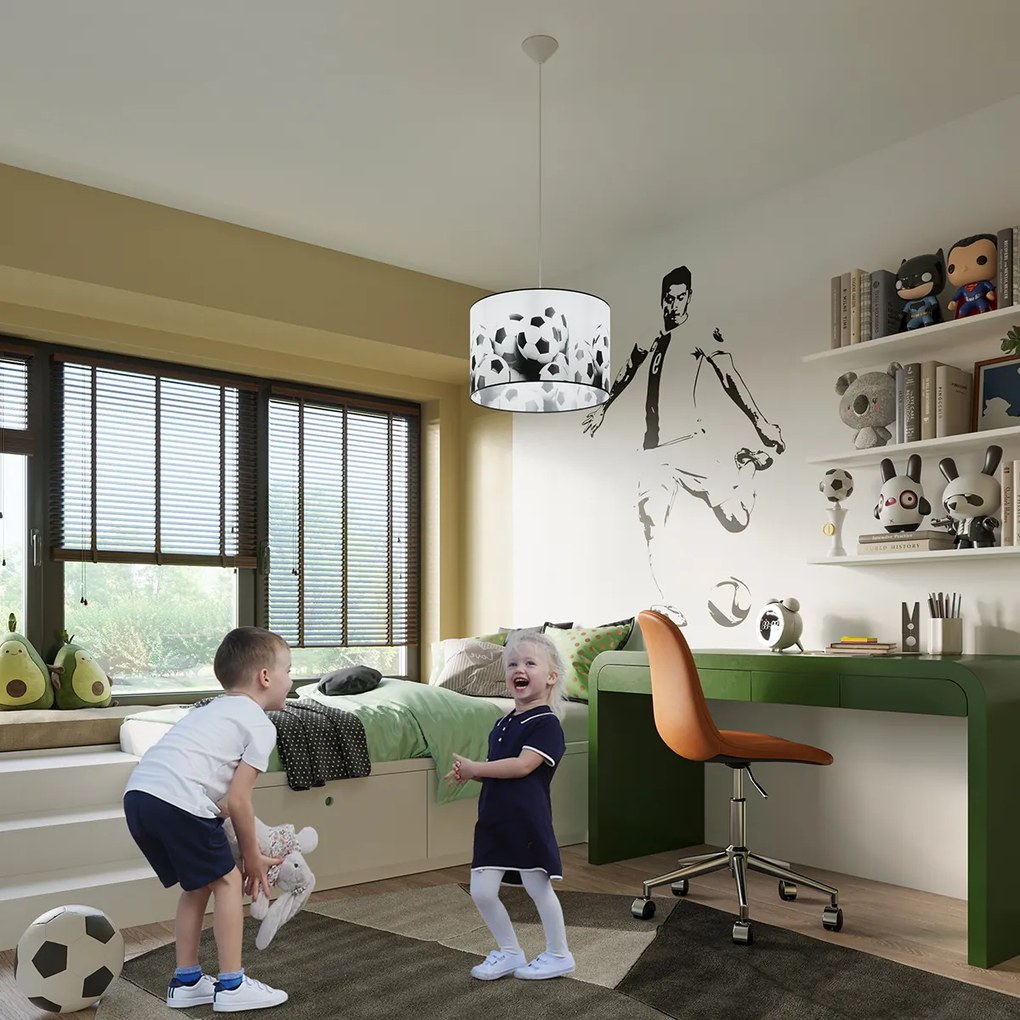 Dětské závěsné svítidlo Ball B, 1x plastové stínítko se vzorem, (fi 40cm)