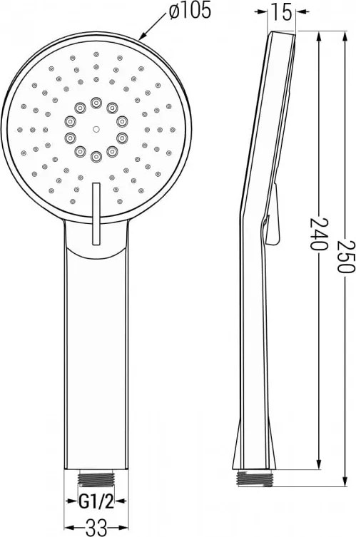 Mexen příslušenství, Ruční sprcha R-40, 3-funkční, zlatá, 79540-50